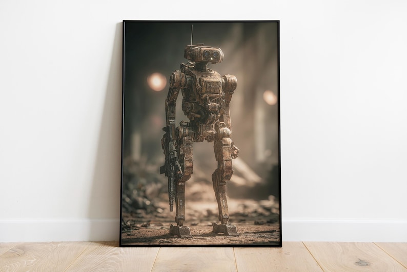 Post Apocalyptic Robot, War Machine Poster, Battle Mech Art, Dystopian ...