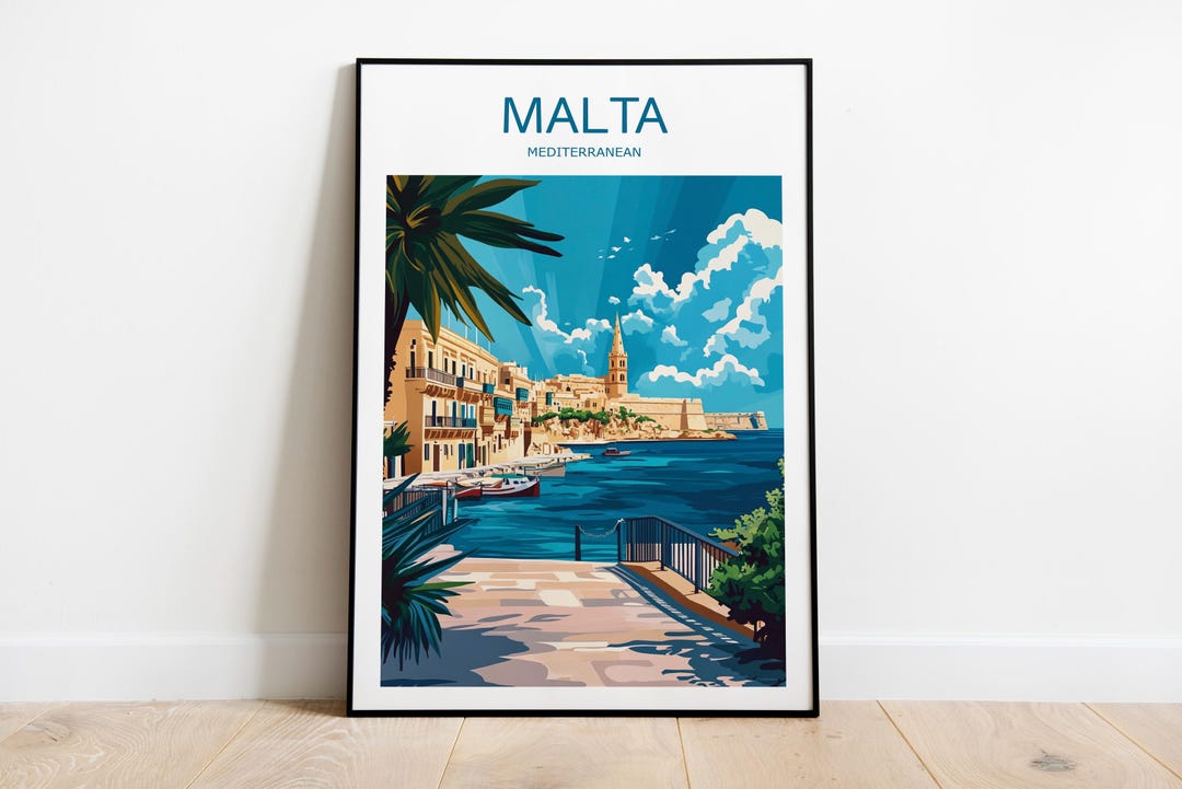 Malta Travel Poster, Mediterranean , Malta Print, Malta Poster, Wedding ...