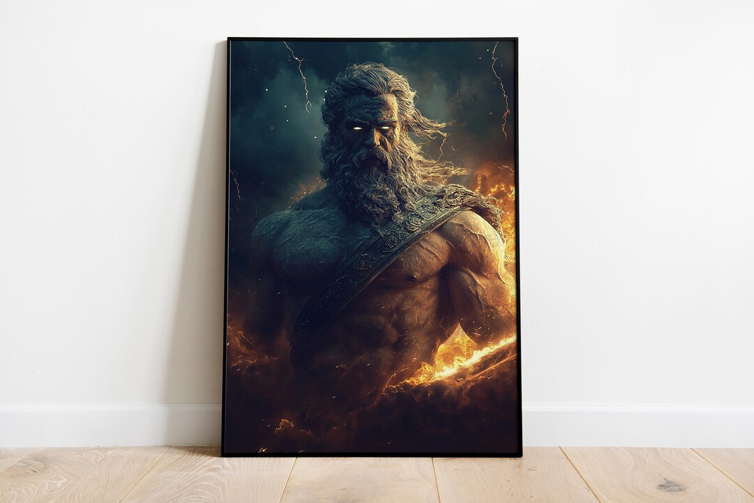 Zeus Poster, Greek God Art, Sky God Print, Mythology Wall Art, Ancient ...
