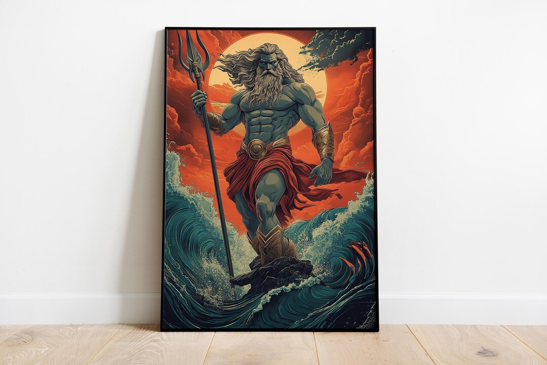 Poseidon Poster, Greek God Art, Poseidon Print, Sea God Print ...