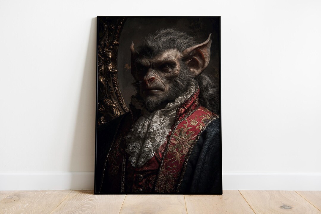 Gothic Bat Portrait, Dark Fantasy Animal Art, Vampire Bat Wall Print ...