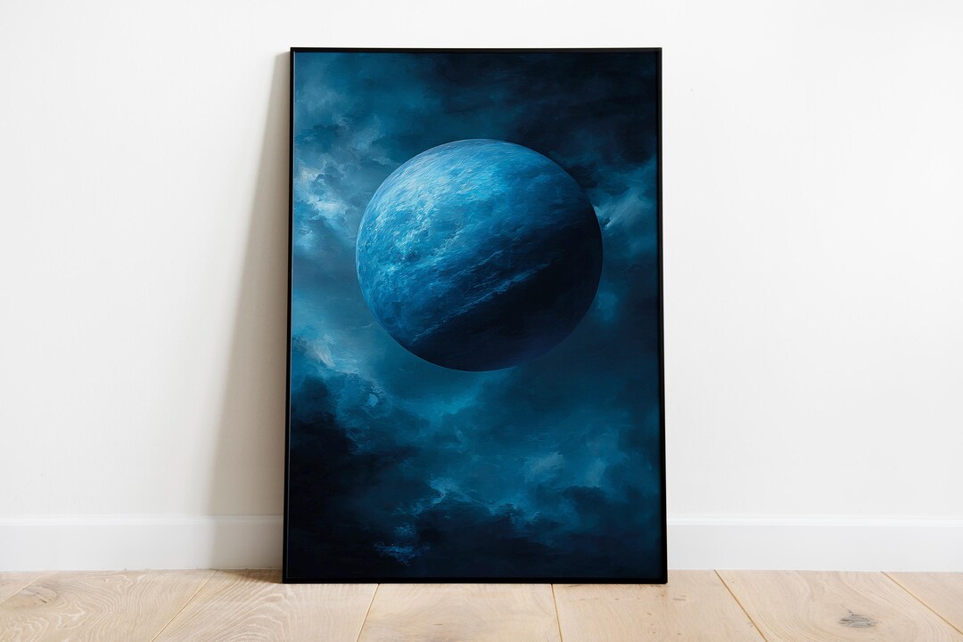 Neptune Planet Poster, Digital Deep Space Art, Abstract Neptune Wall ...