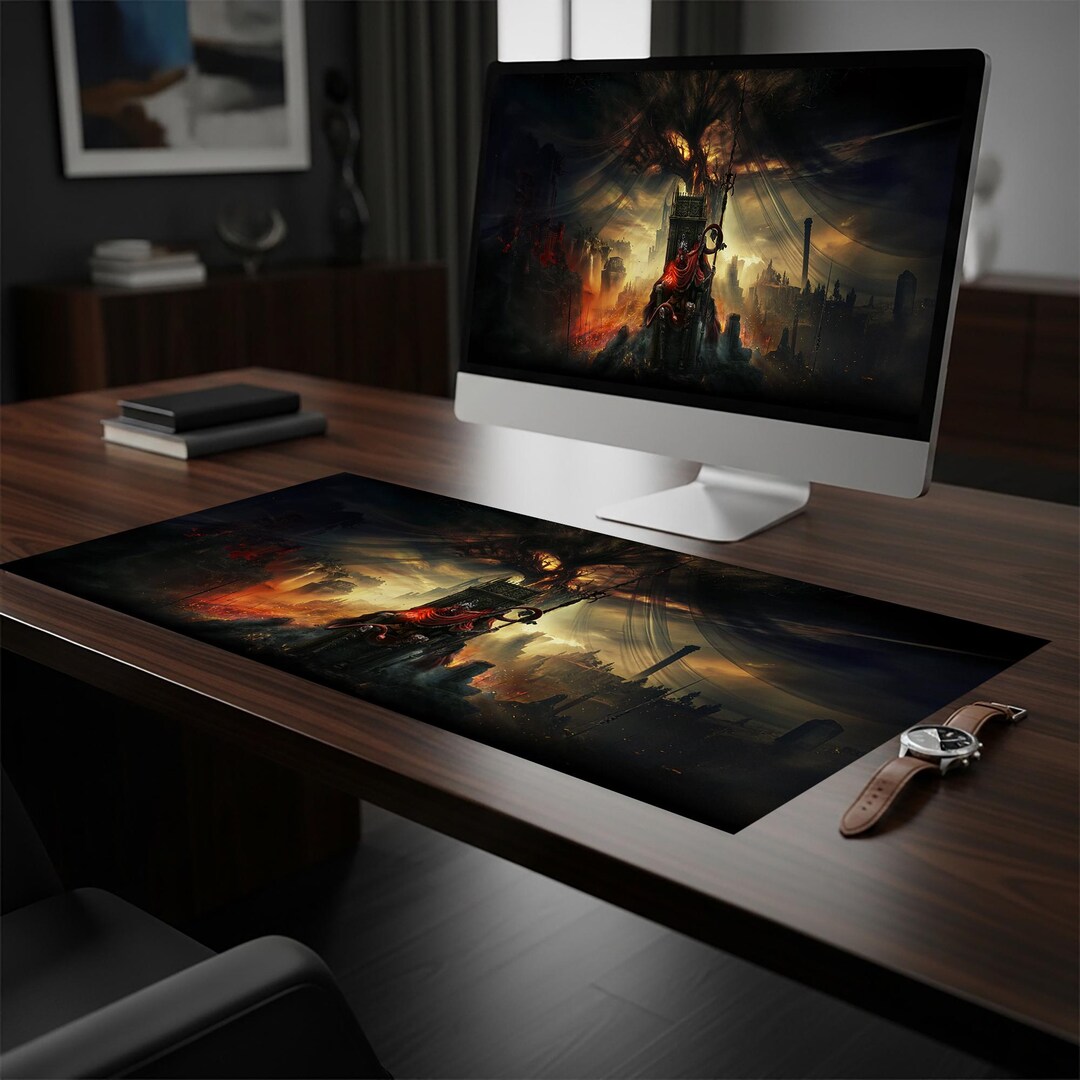 Dark Fantasy Throne Mouse Pad, Warrior King Desk Mat, Mythical Tree ...