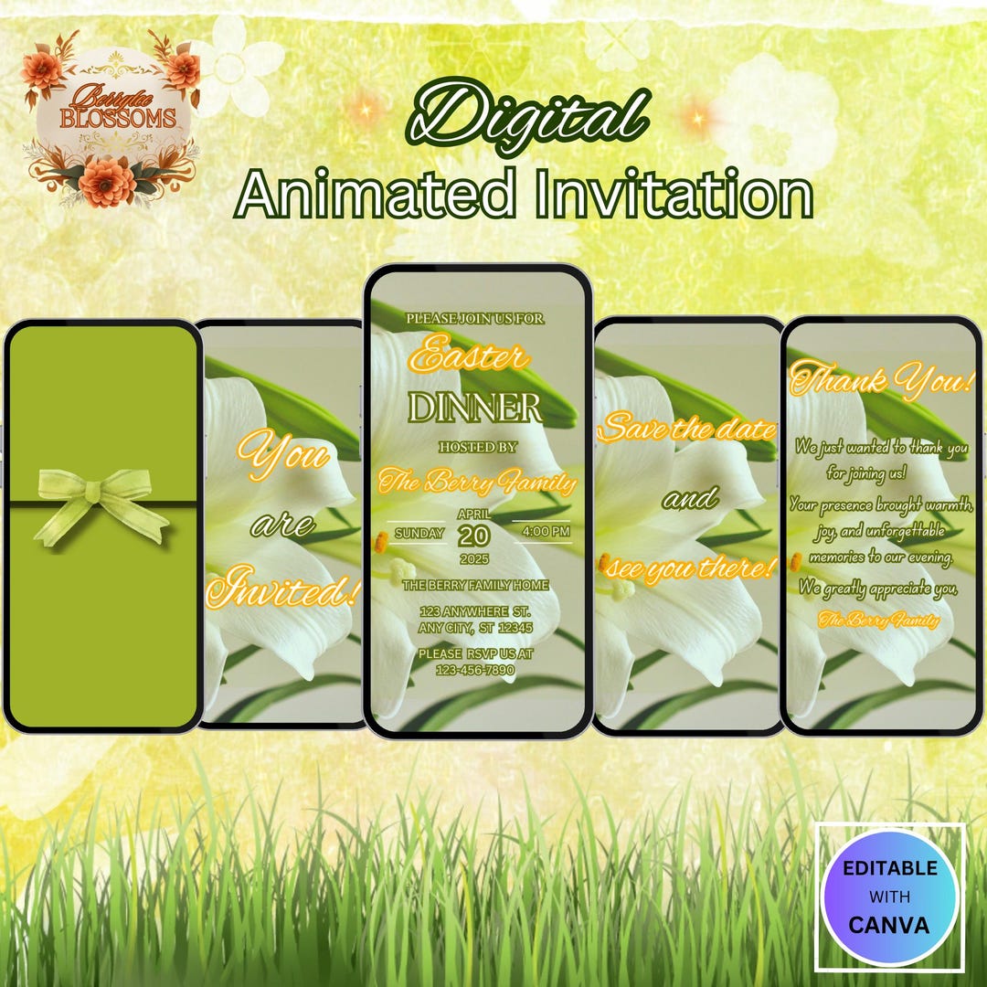 Animated Easter Lily Dinner Invitation | Digital Evite Template ...