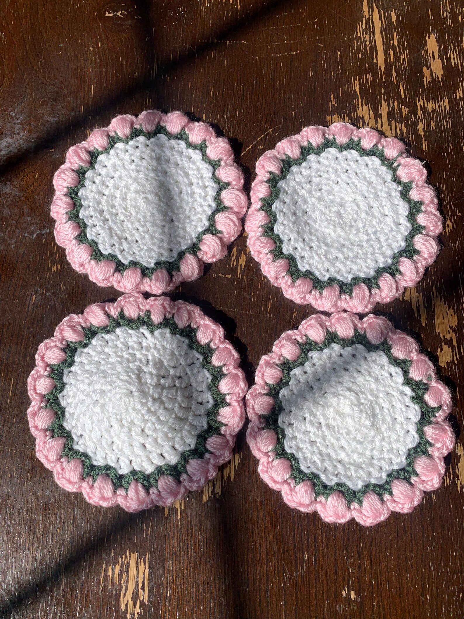 Crochet Flower Coasters, Tulip Coaster, Handmade, Crochet Gift, Pink ...