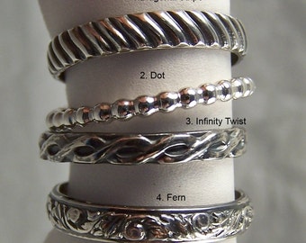 Stacking Ring Solid 925 Sterling Silver Various Textures You Choose One ...