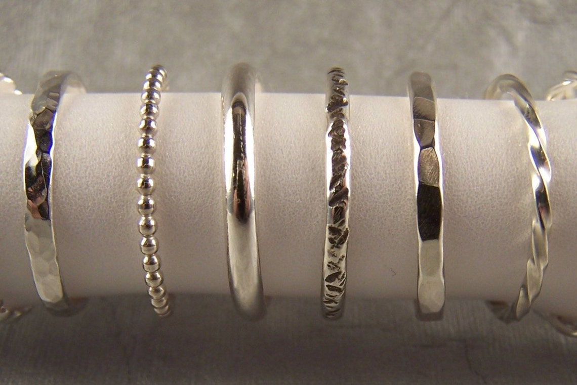 Stacking Ring Solid 925 Sterling Silver Various Textures You - Etsy