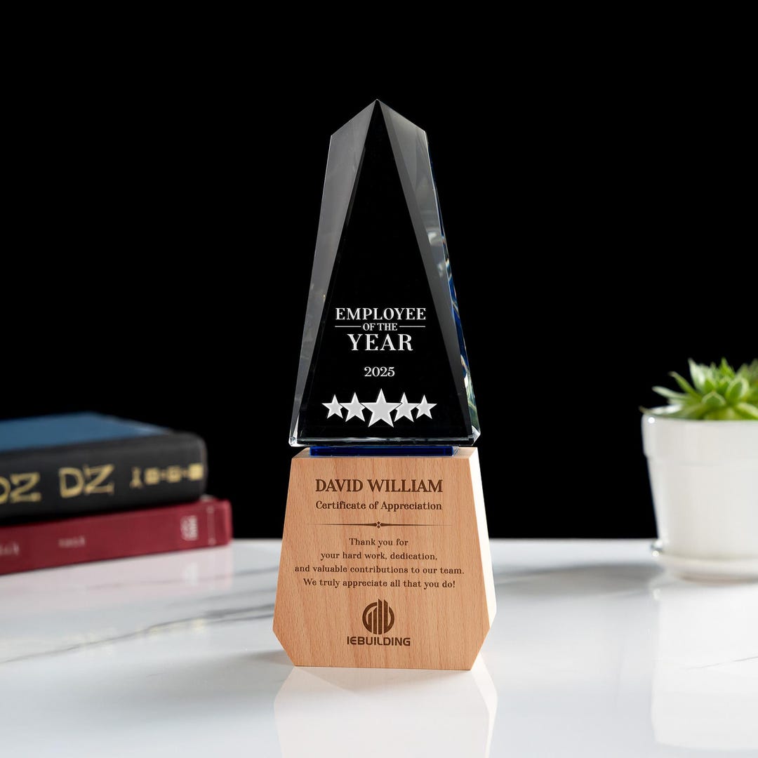 Personalized Employee of the Year Awards - Custom Glass Trophy - Gift ...