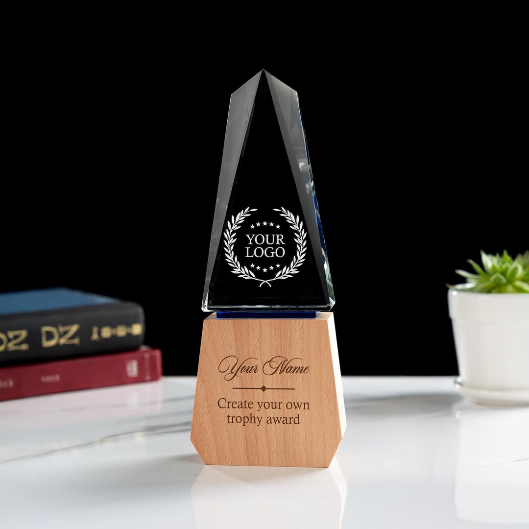 Custom Crystal Awards With Text & Logo, Free Design Assistant, Engraved ...