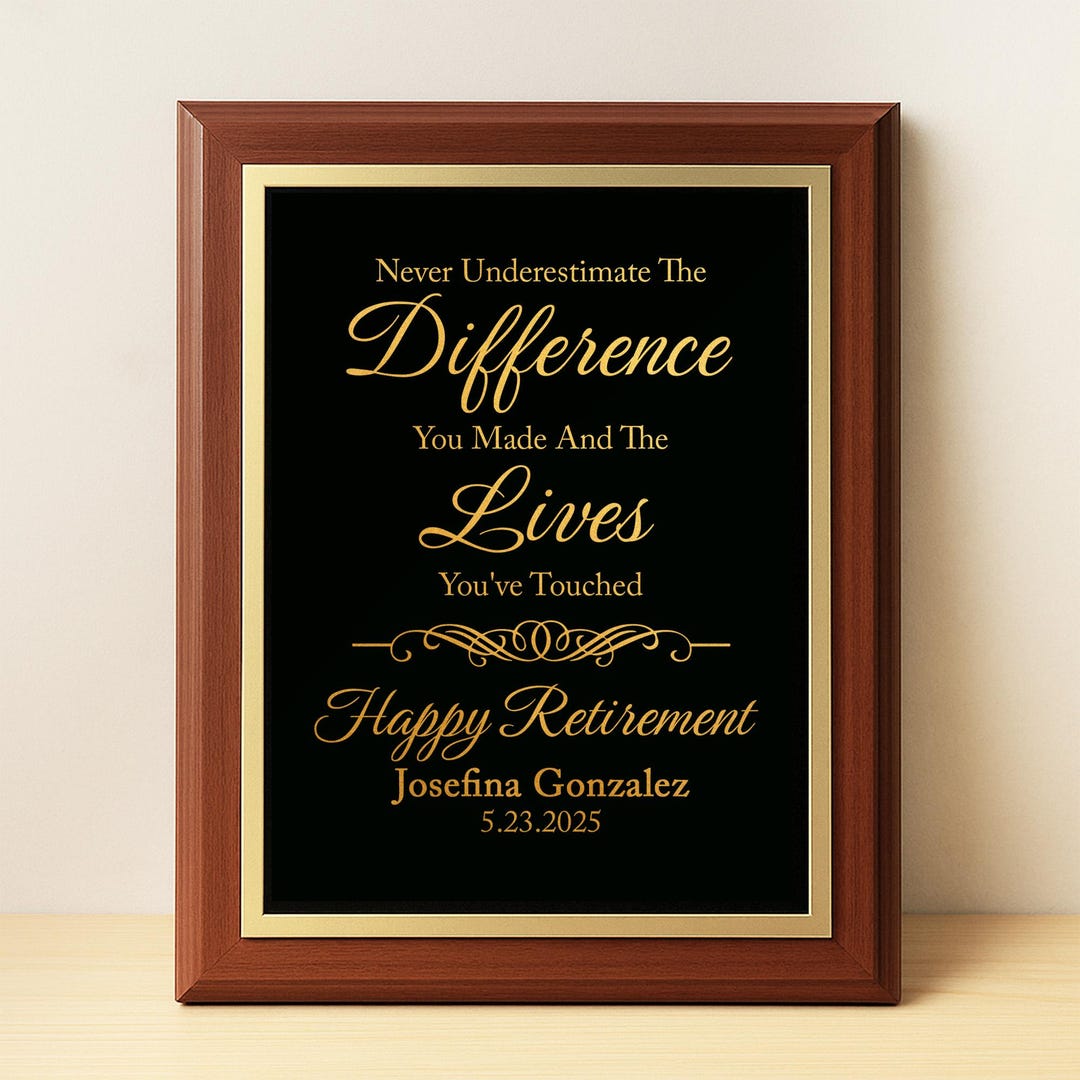 Personalized Retirement Wood Plaque, Custom Cherry Finish Recognition ...