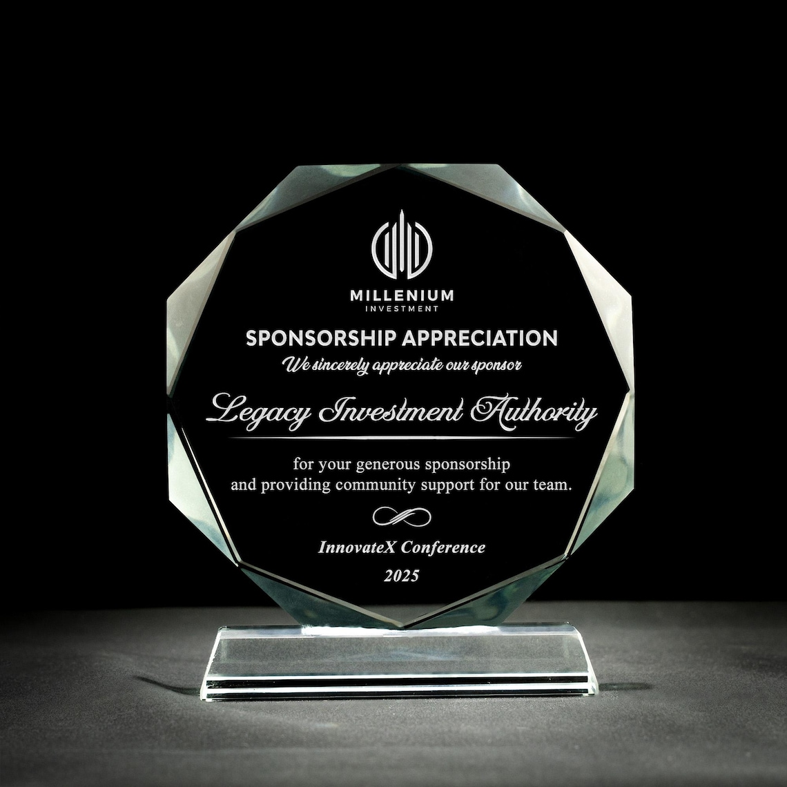 Personalized Sponsor Recognition Award, Custom Sponsorship Appreciation ...