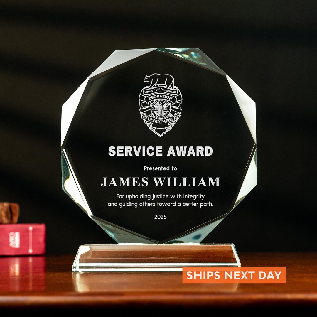 Personalized Police Officer Service Award, Custom Sheriff Glass Trophy ...