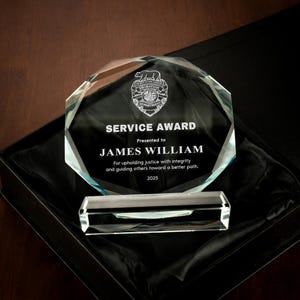Personalized Police Officer Service Award, Custom Sheriff Glass Trophy ...
