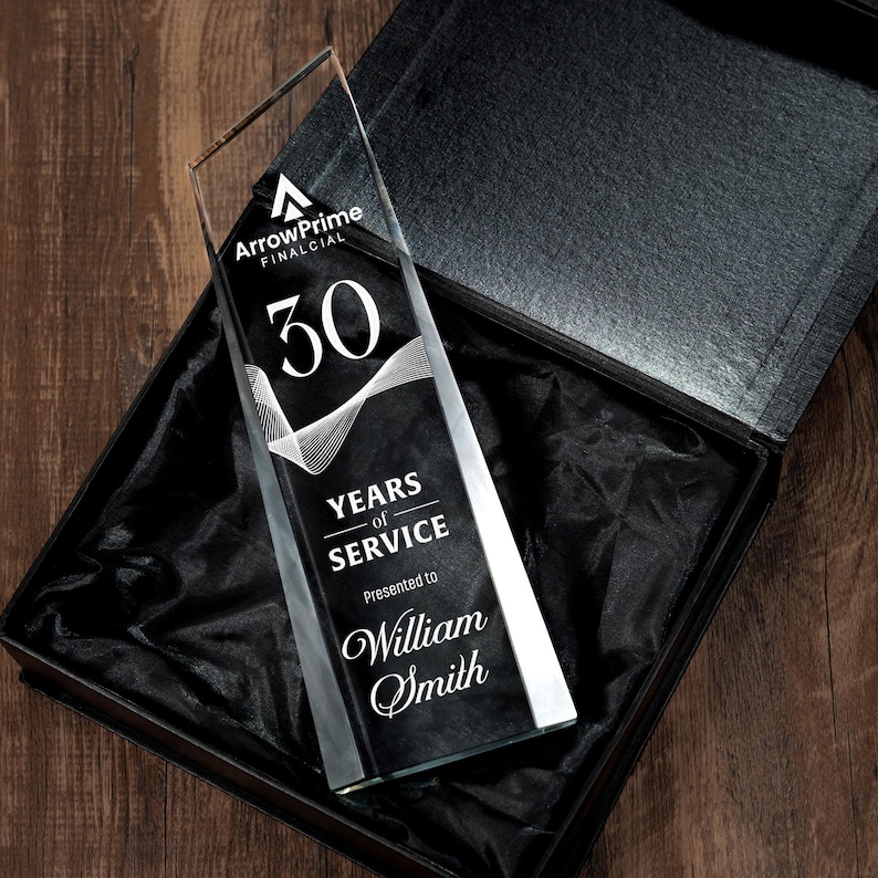 Custom Dedicated Employee Crystal Award - Personalized Tower Glass ...