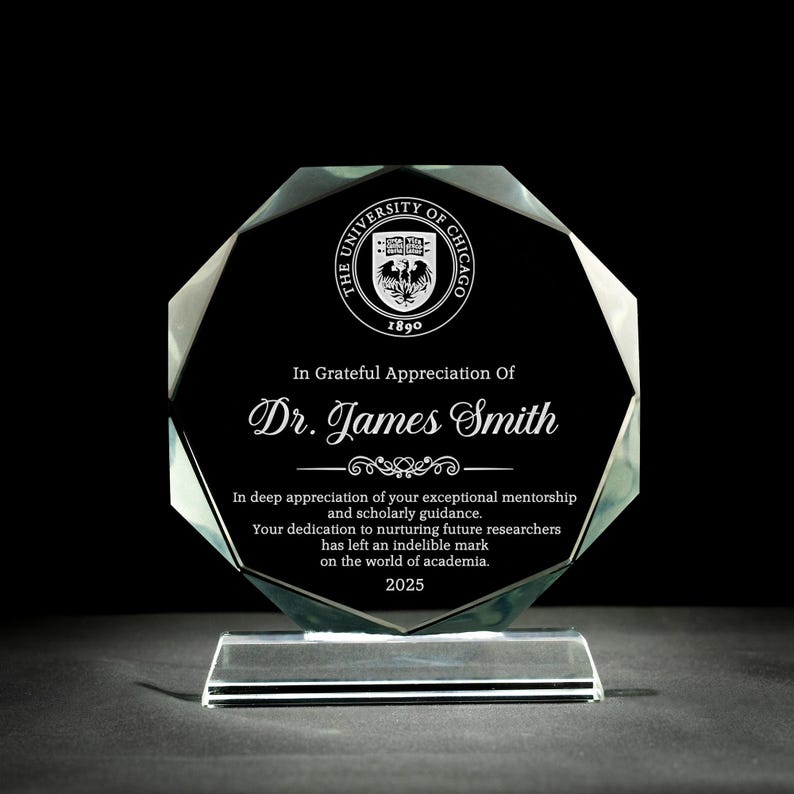 Personalized Teacher Crystal Award, Custom Professor Appreciation Glass ...