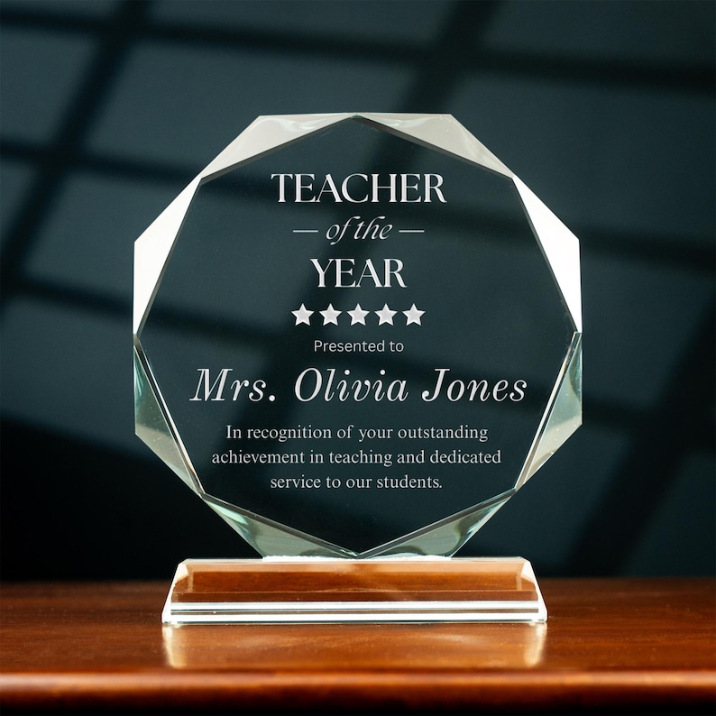 Personalized Teacher of the Year Awards, Custom Crystal Trophy, 6 ...