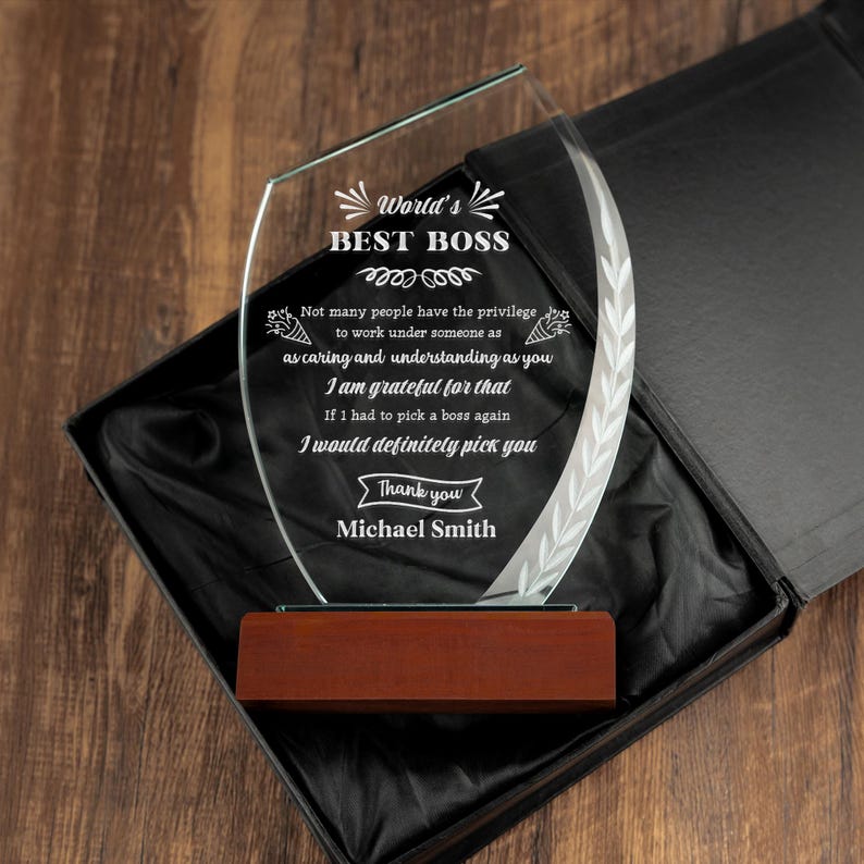 Personalized Boss Appreciation Award, Custom World's Best Boss Glass ...
