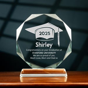 Personalized Graduation Crystal Awards, Custom Glass Trophy Graduation ...