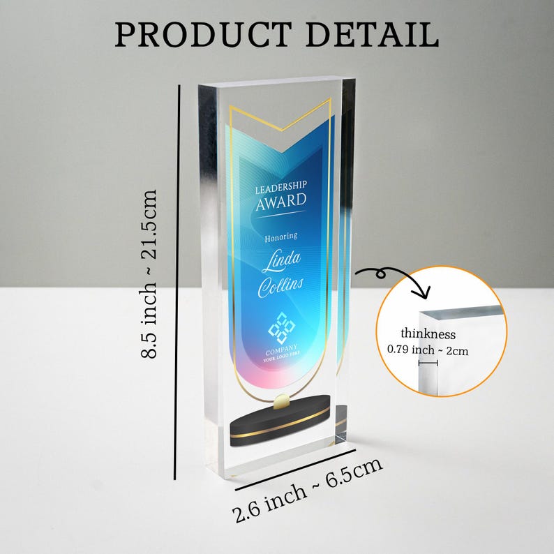 Personalized Acrylic Award Plaque, Custom Clear Trophy Gift for ...