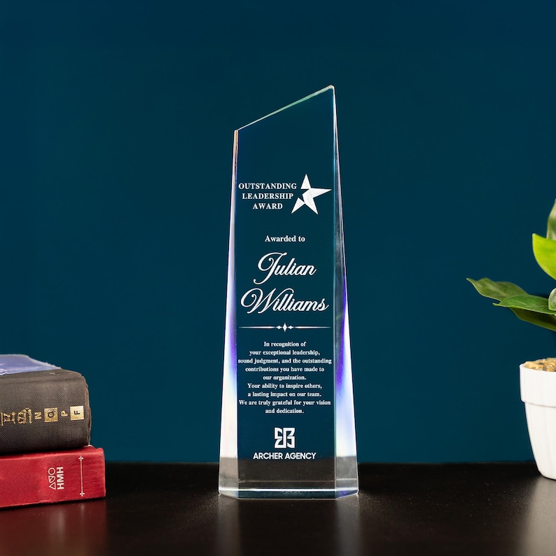 Personalized Outstanding Leadership Award, Custom Engraved Crystal ...