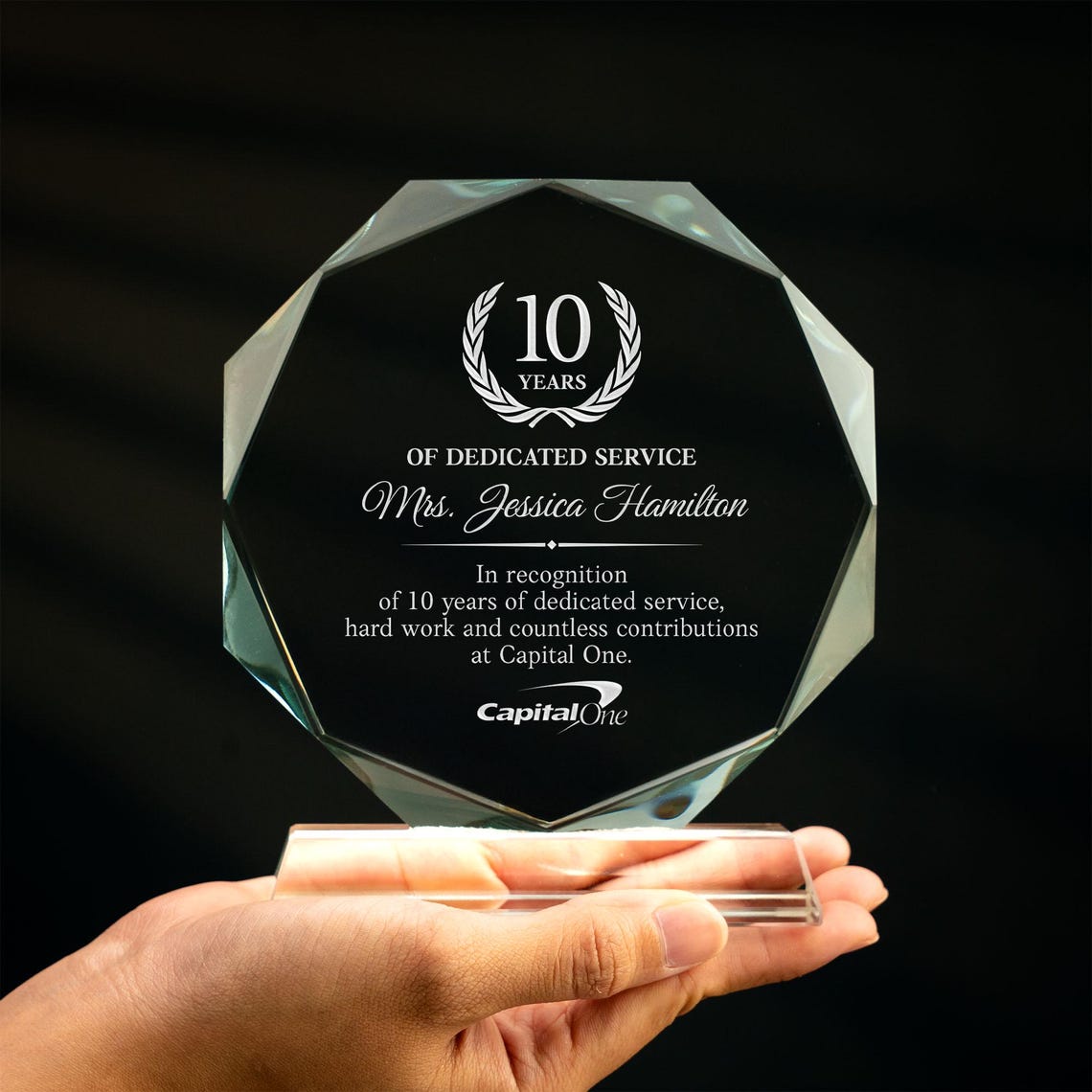 Personalized 10 Years of Service Award, Custom Employee Appreciation ...
