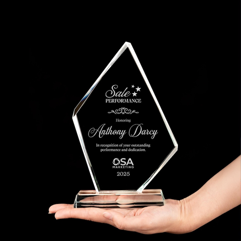 Personalized Sales Achievement Trophy - Custom Crystal Award for Top ...