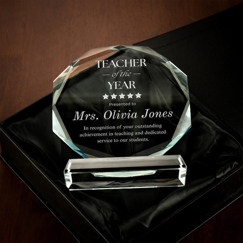 Personalized Teacher of the Year Awards, Custom Crystal Trophy, 6 ...