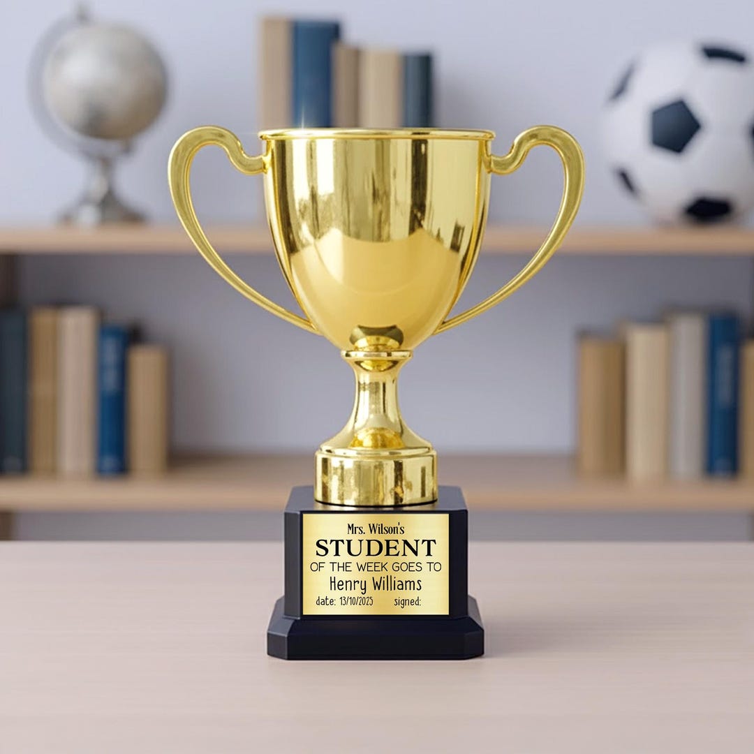 Custom Student of the Week Trophy Cup - Personalized Classroom Trophy ...