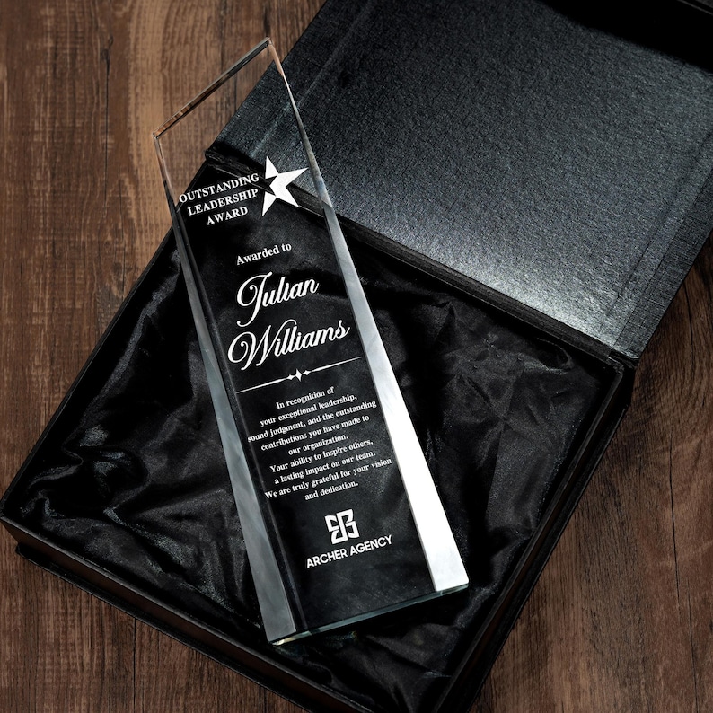 Personalized Outstanding Leadership Award, Custom Engraved Crystal ...