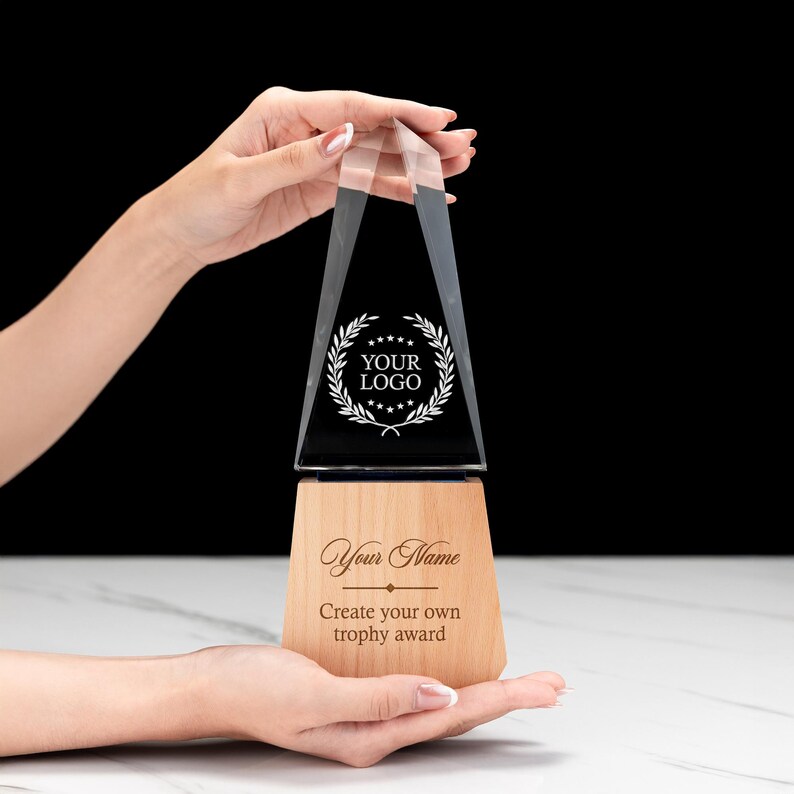 Custom Crystal Awards With Text & Logo, Free Design Assistant, Engraved ...