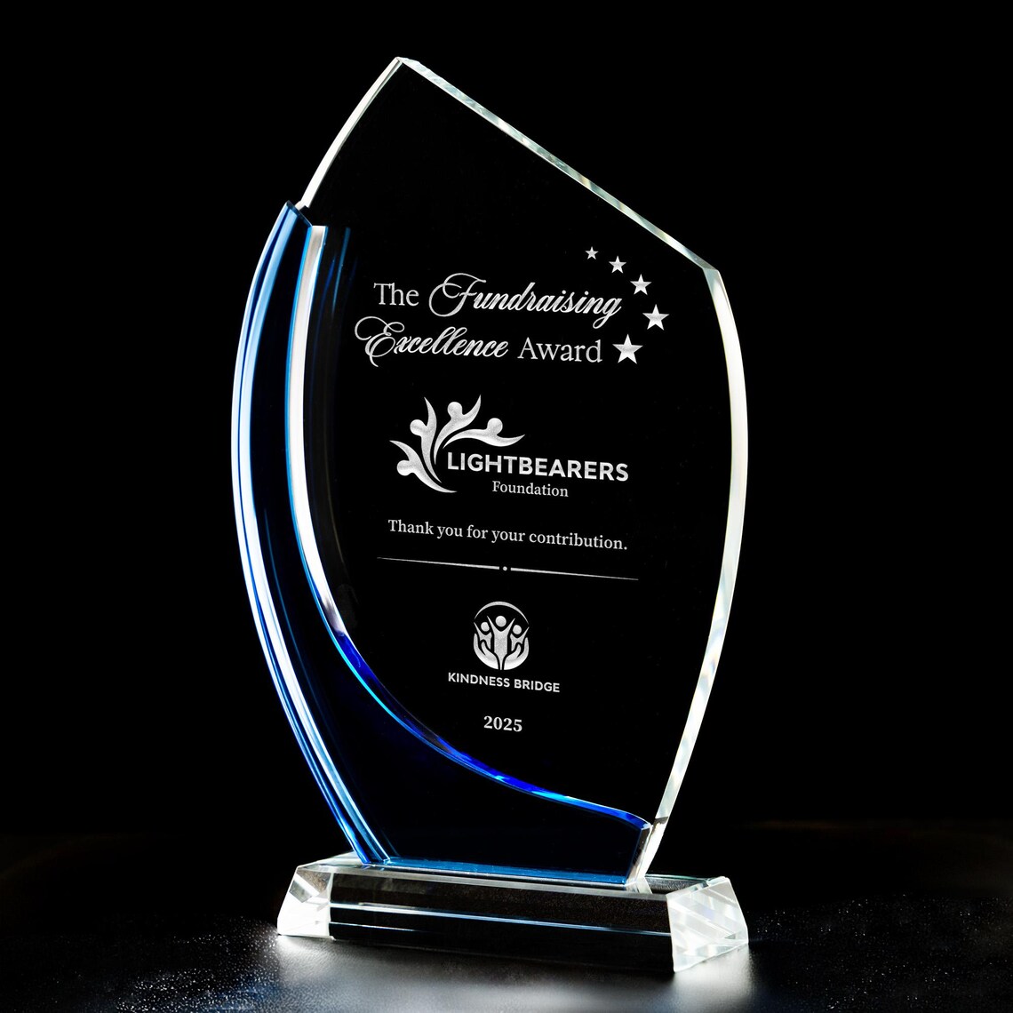 Custom Fundraiser Crystal Glass Award - Personalized Thank You Plaque ...