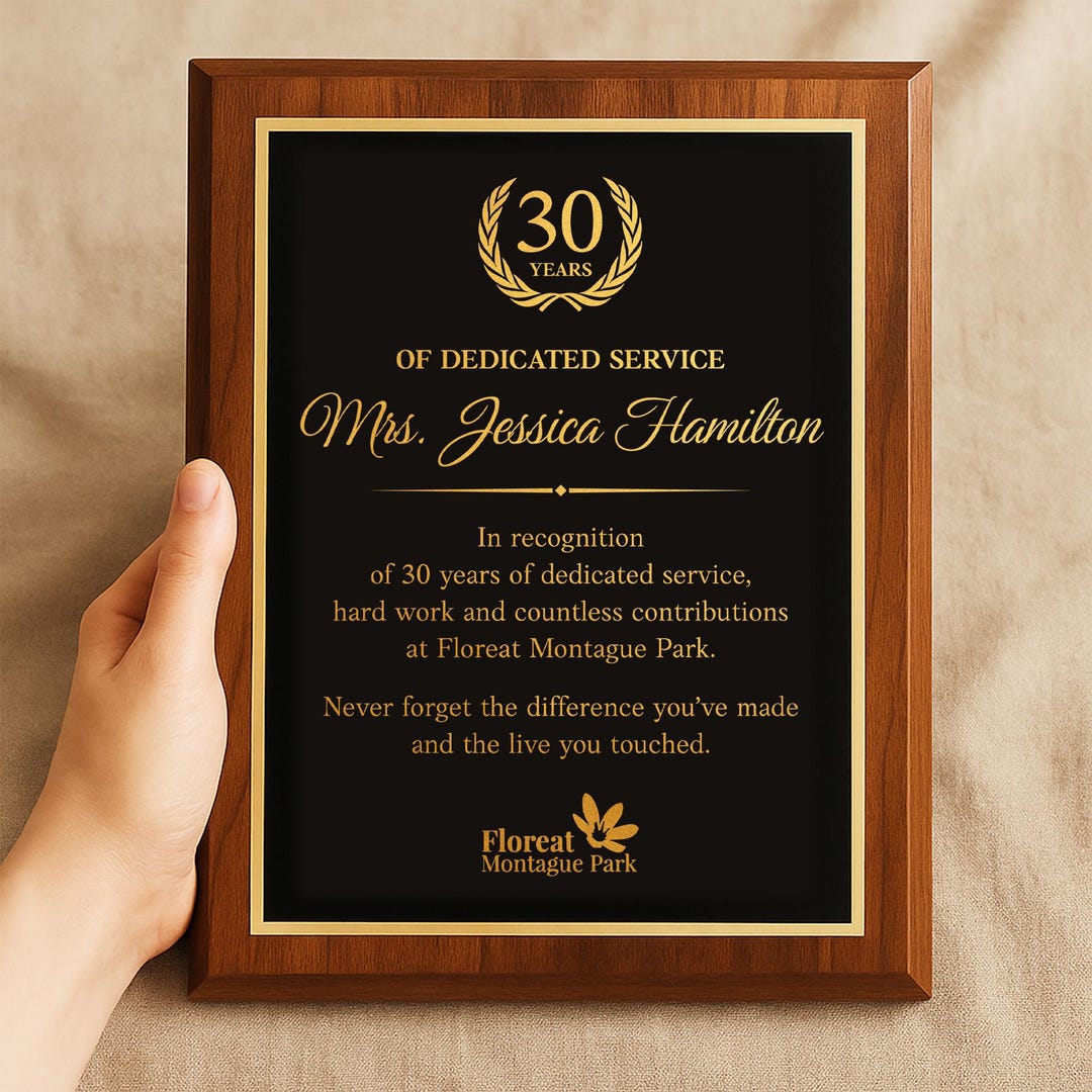 Custom Employee Appreciation Plaques, Personalized Achievement Cherry ...