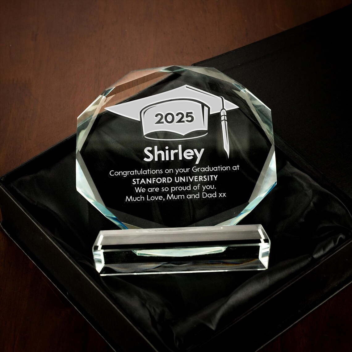 Personalized Graduation Crystal Awards, Custom Glass Trophy Graduation ...