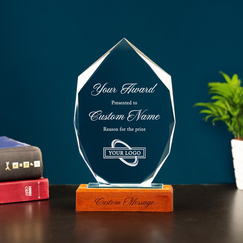 Custom Crystal Awards With Text & Logo, Free Design Assistant, Engraved ...