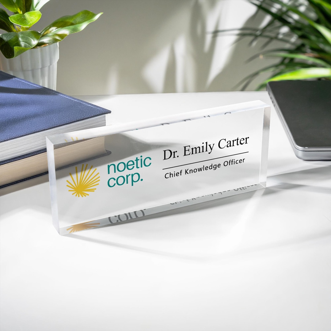 Personalized Clear Acrylic Desk Plate: Custom Logo, Corporate Office ...