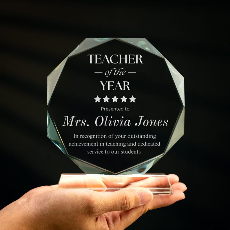 Personalized Teacher of the Year Awards, Custom Crystal Trophy, 6 ...