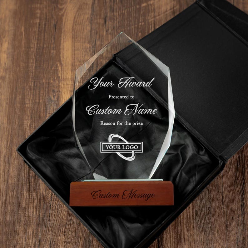 Custom Crystal Awards With Text & Logo, Free Design Assistant, Engraved ...