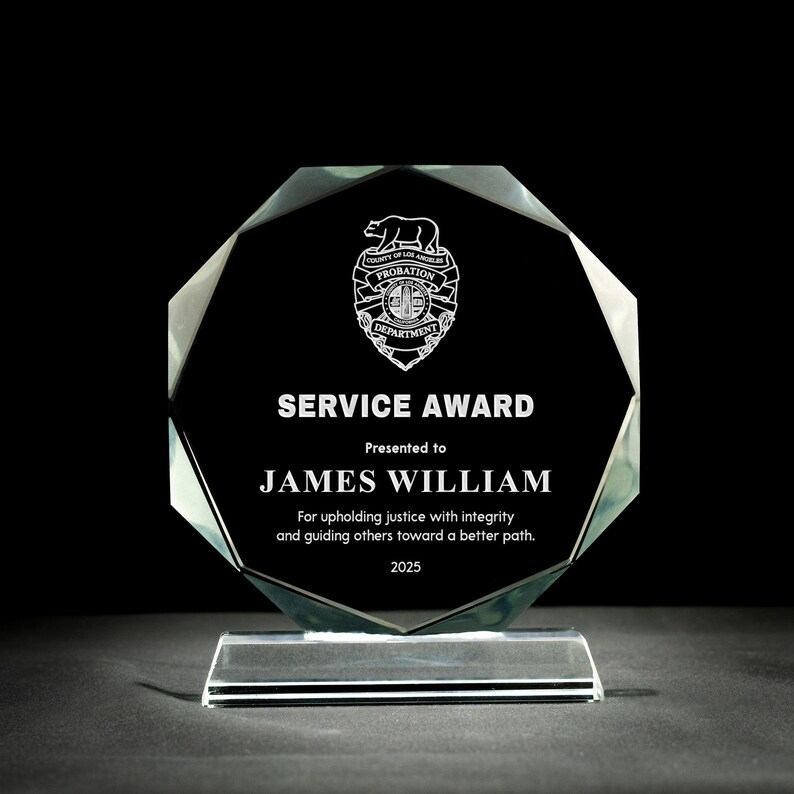 Personalized Police Officer Service Award, Custom Sheriff Glass Trophy ...