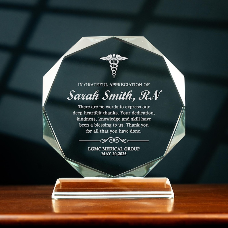 Personalized Nurse Crystal Awards Trophy, Custom 6" Appreciation ...