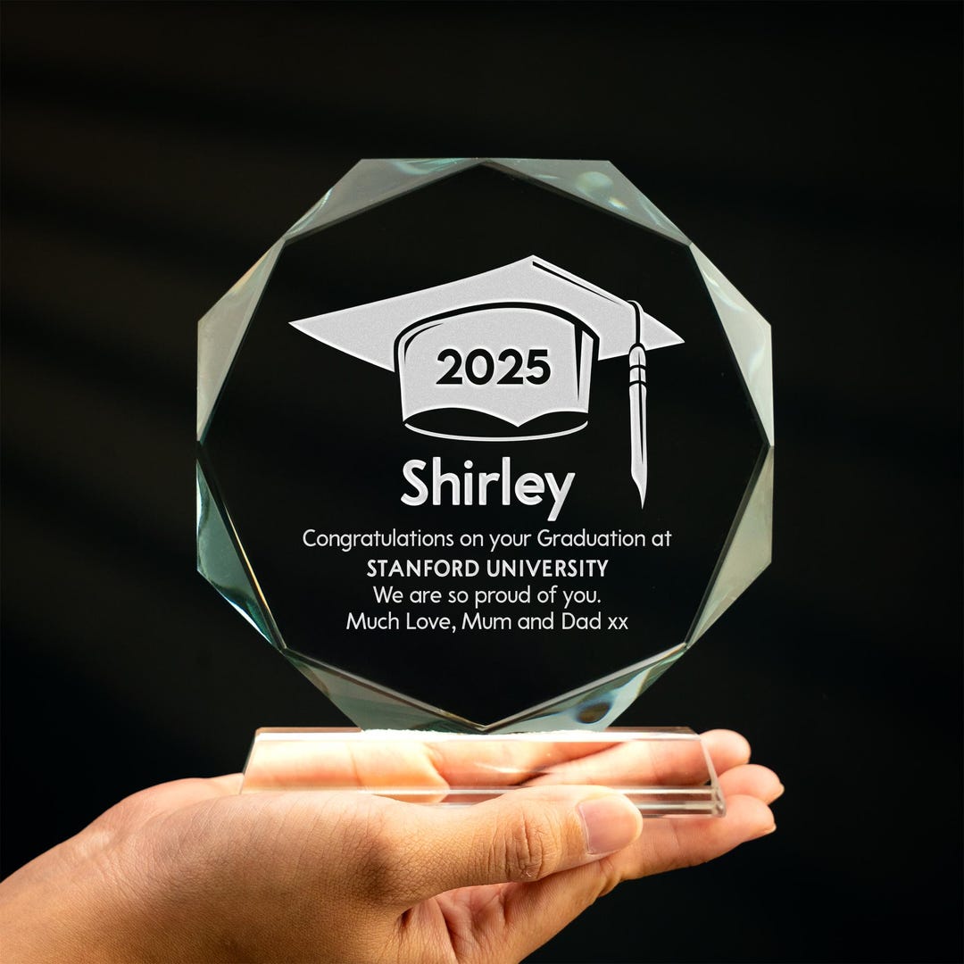 Personalized Graduation Crystal Awards, Custom Glass Trophy Graduation ...