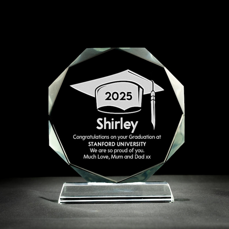 Personalized Graduation Crystal Awards, Custom Glass Trophy Graduation ...