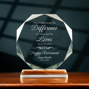 Personalized Retirement Crystal Awards, Custom Glass Trophy, Leaving ...