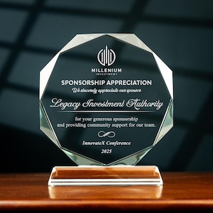 Personalized Sponsor Recognition Award, Custom Sponsorship Appreciation ...