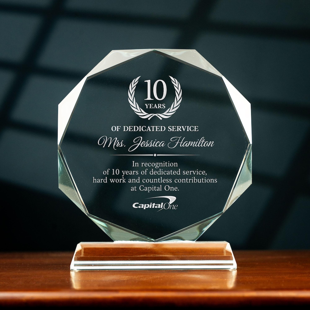 Personalized 10 Years of Service Award, Custom Employee Appreciation ...