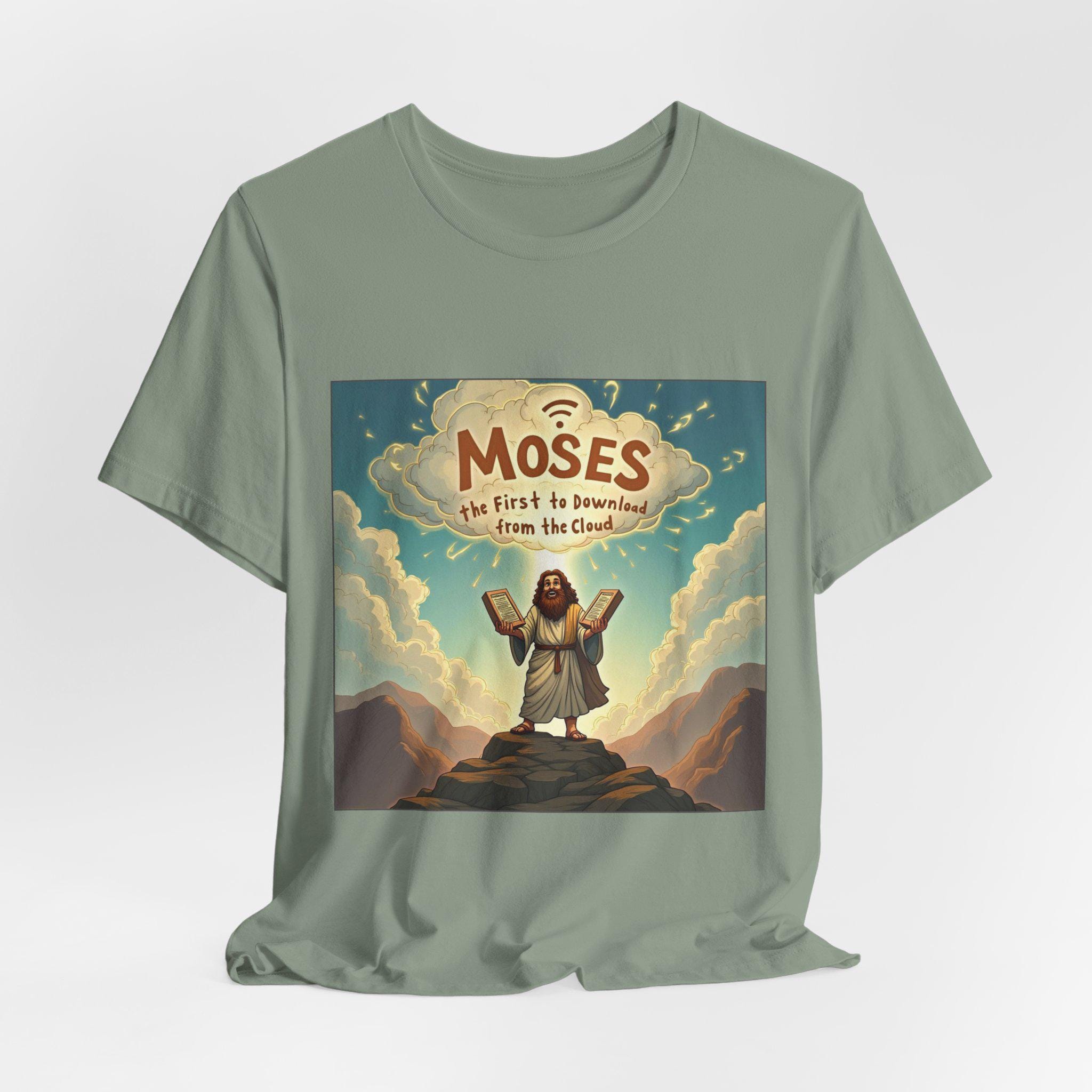 Funny Moses Cartoon T-shirt, Humorous Biblical Tee for Tech Lovers ...