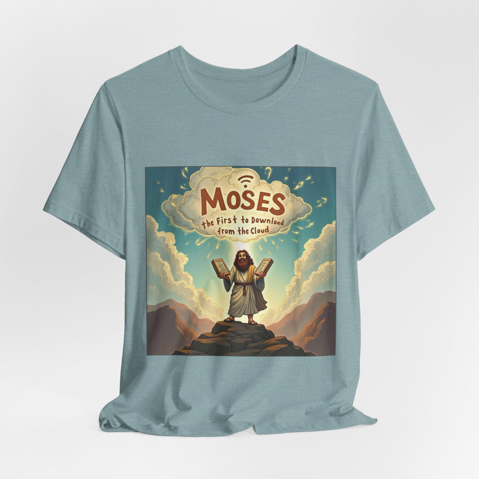 Funny Moses Cartoon T-shirt, Humorous Biblical Tee for Tech Lovers ...