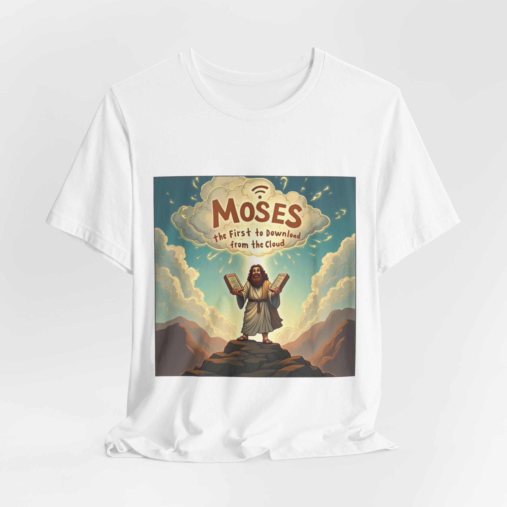 Funny Moses Cartoon T-shirt, Humorous Biblical Tee for Tech Lovers ...