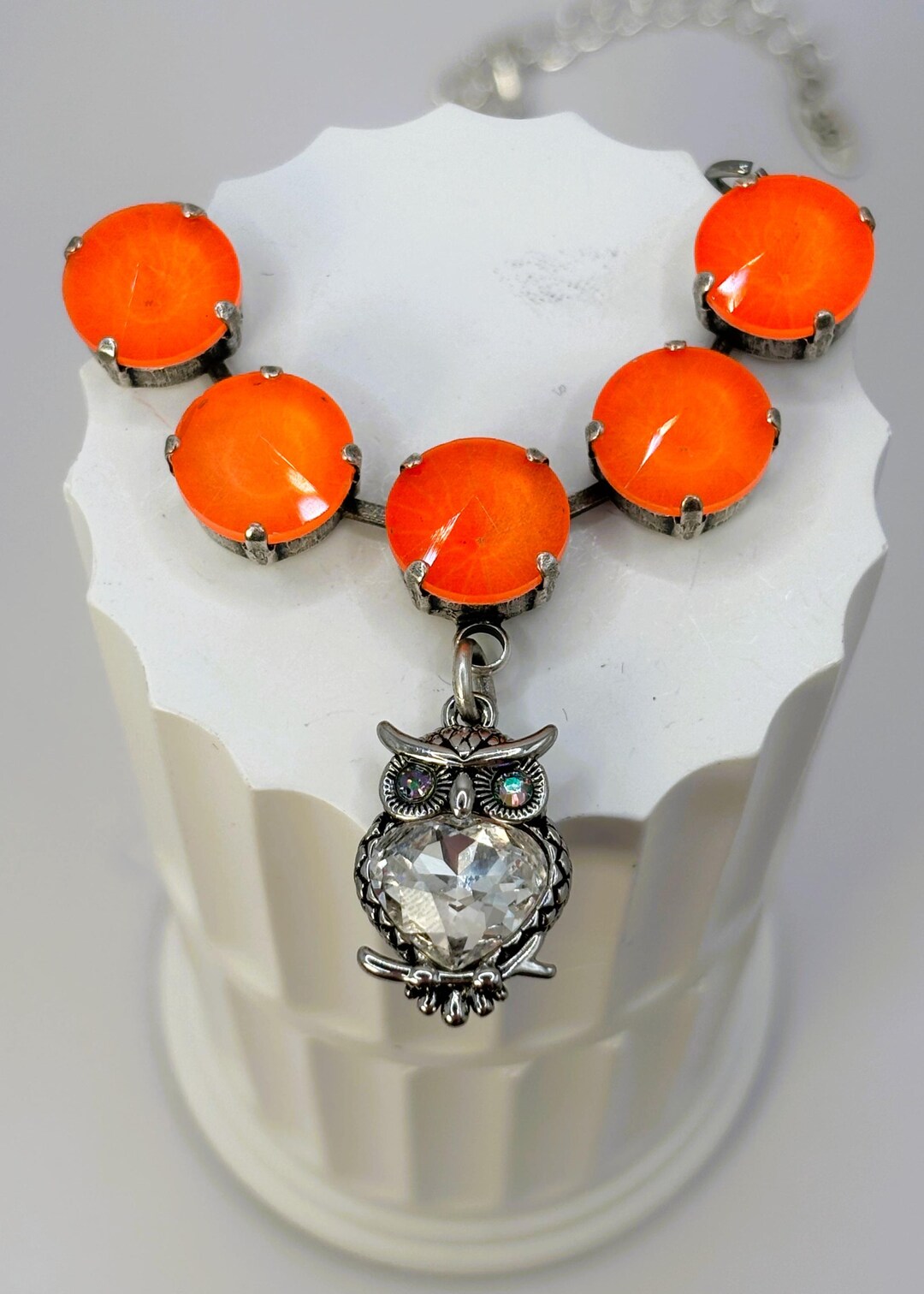 Swarovski Crystal Necklace "wendy" Crystal Orange Owl Unique Charm ...