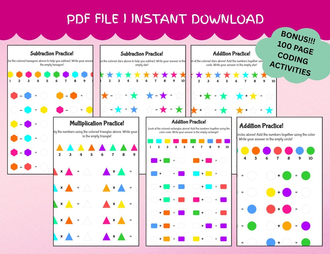 Math Worksheets Bundle 100 Days | Addition Subtraction Multiplication ...