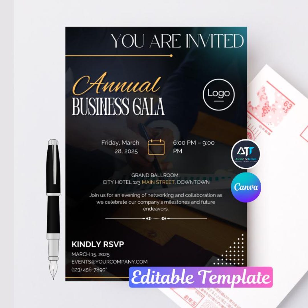 Editable Corporate Event Invitation Template: Business Gala, Conference ...